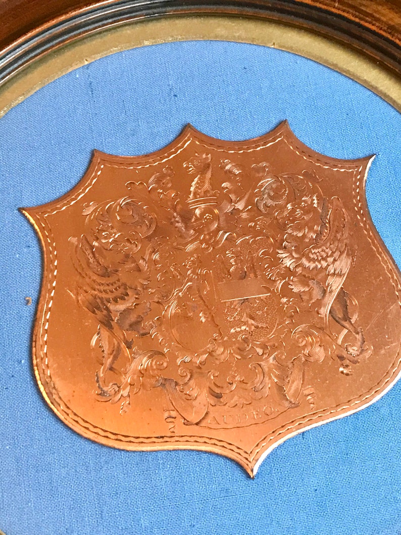 Engraved Copper Armorial Family Crest Mounted in a Circular - Etsy