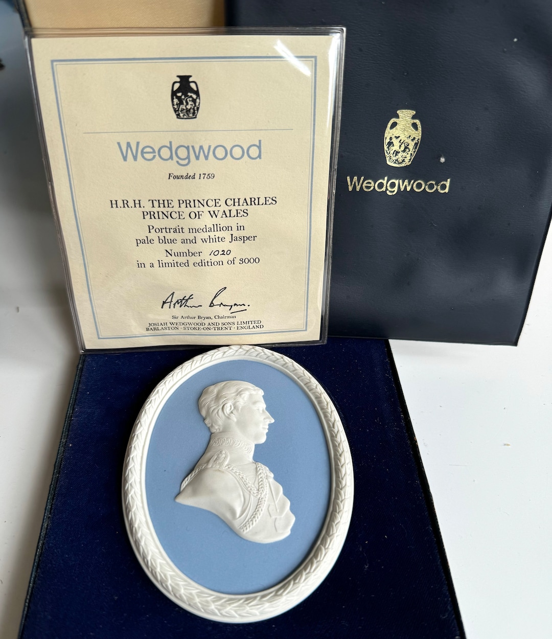 HRH Prince Charles Wedgwood Jasper Ware Cameo Portrait Plaque in Blue ...