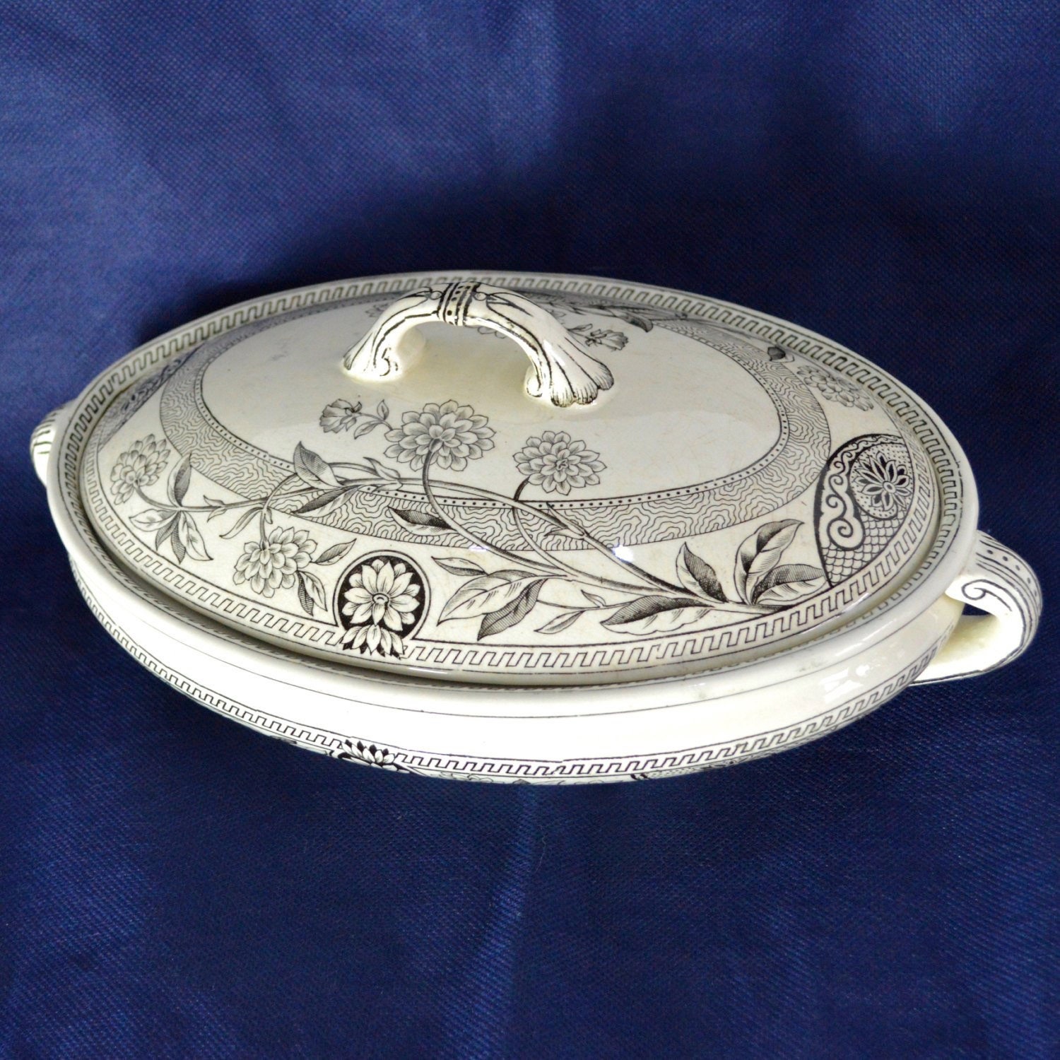 Antique Victorian Booths Tureen – Aesthetic Sandringham Pattern, Black ...