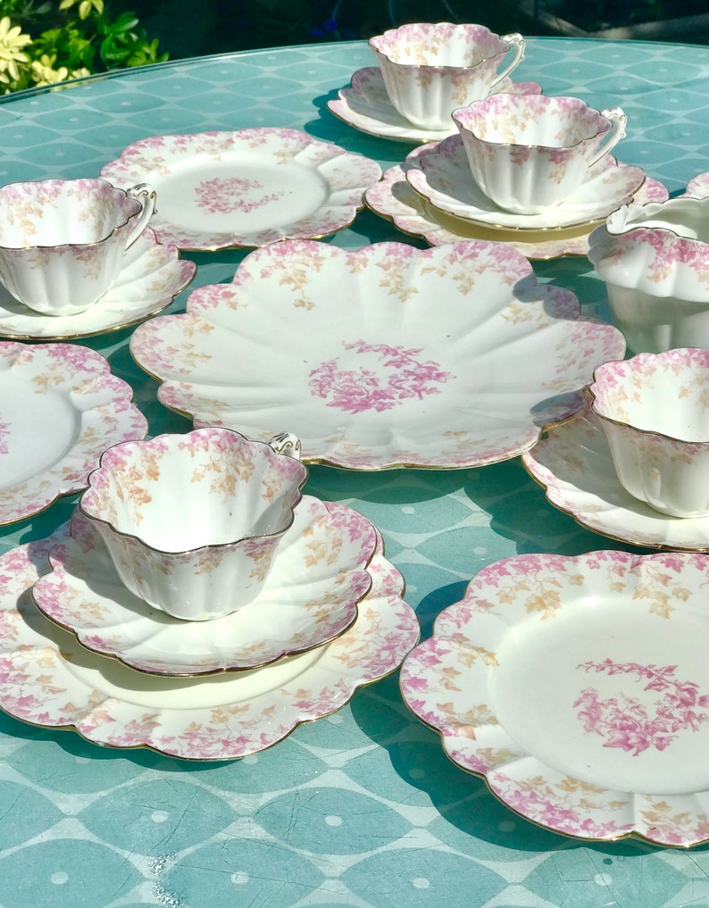 Antique Wileman the Foley China 21 Pce Tea Set. Trailing Ivy Pink & a ...