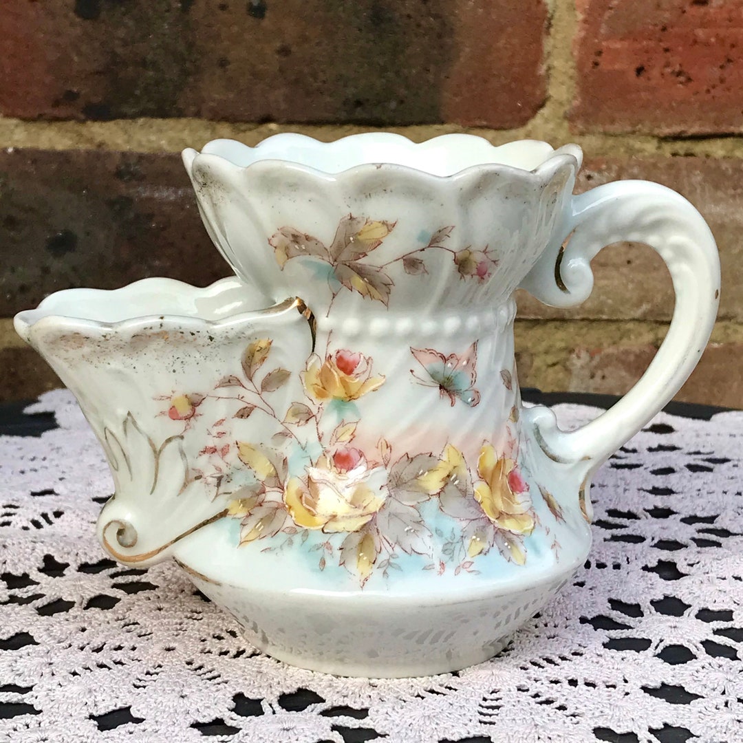 Vintage Floral Porcelain Shaving Scuttle Mug - Hand Finished Gilding - Etsy