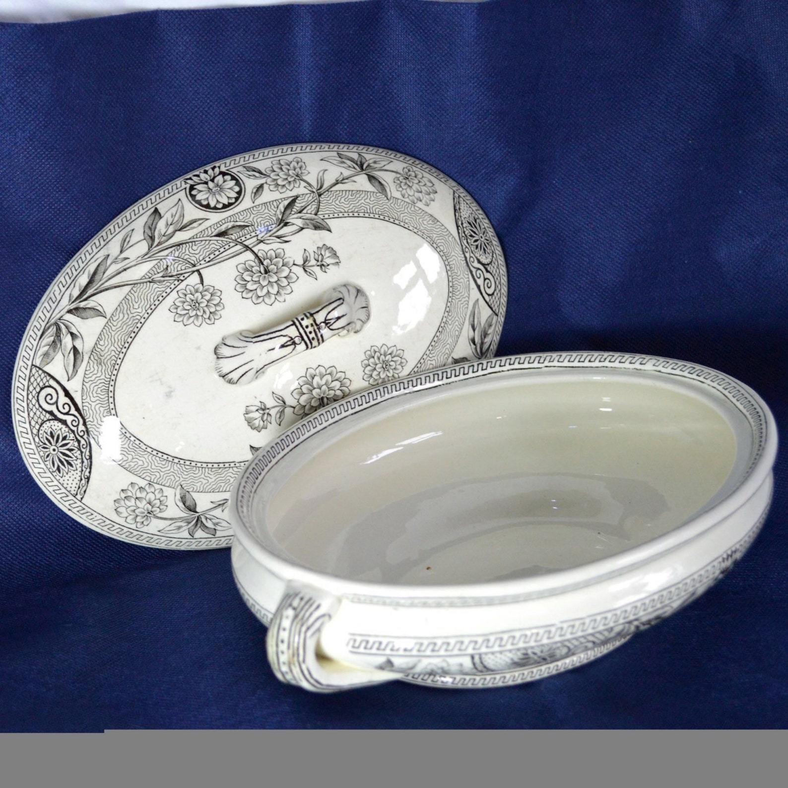 Antique Victorian Booths Tureen – Aesthetic Sandringham Pattern, Black ...