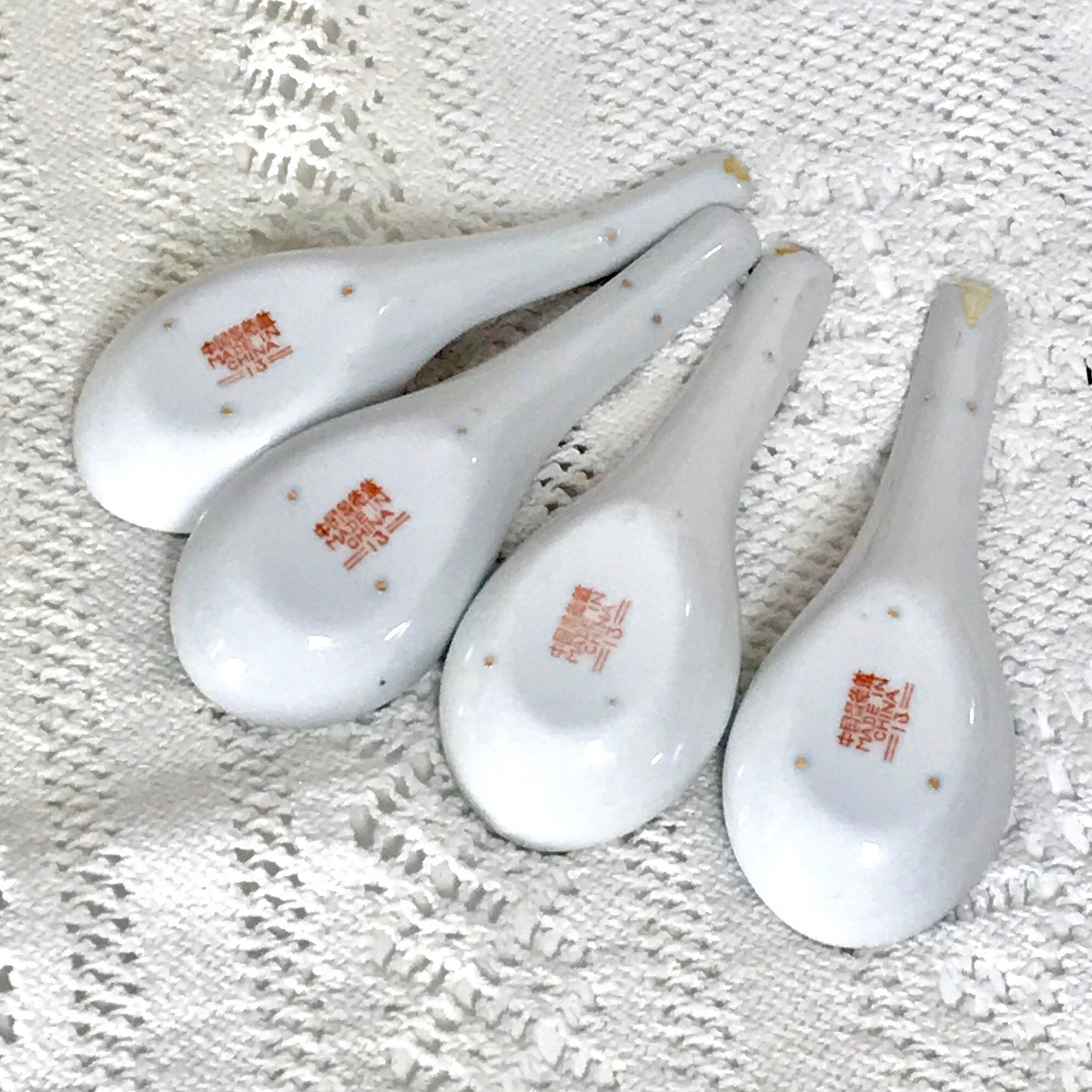 Set of 4 Chinese Rice Spoons Red Mun Shou Longevity Pattern - Etsy