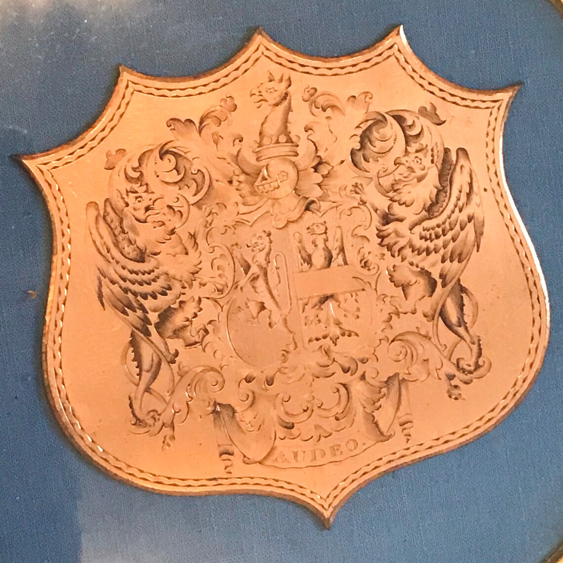 Engraved Copper Armorial Family Crest Mounted in a Circular - Etsy