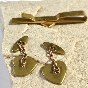 Japanese Amita Shakudo Damascene Heart Cufflinks or Tie Clip - Black ...