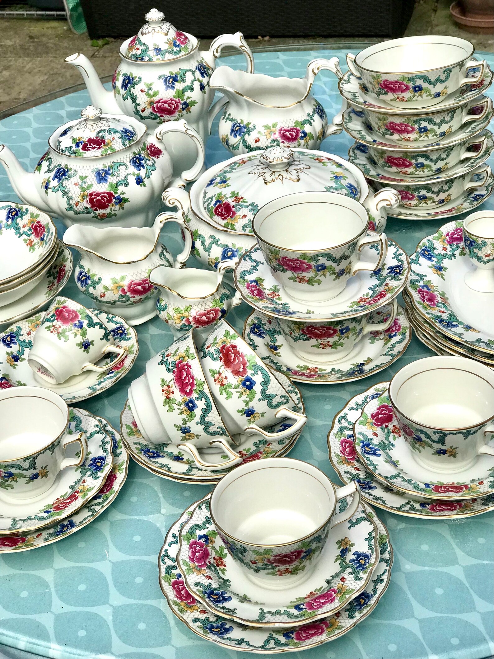 1930s Booths Floradora A8042. Colourful Floral Tea and Dinner Ware ...