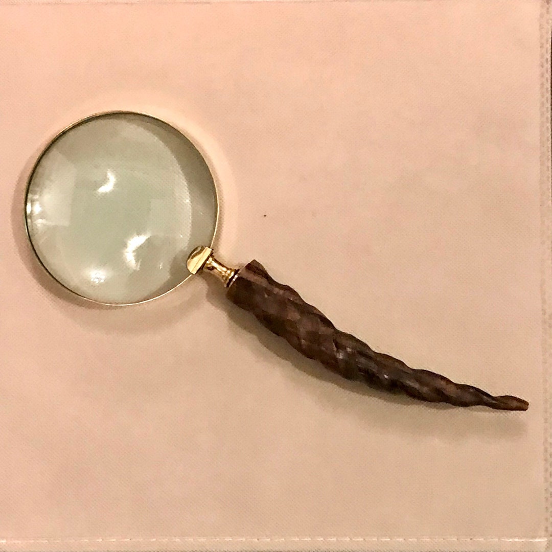 Large Handheld Magnifying Glass - Gold Metal Frame 10cm Round Lens ...