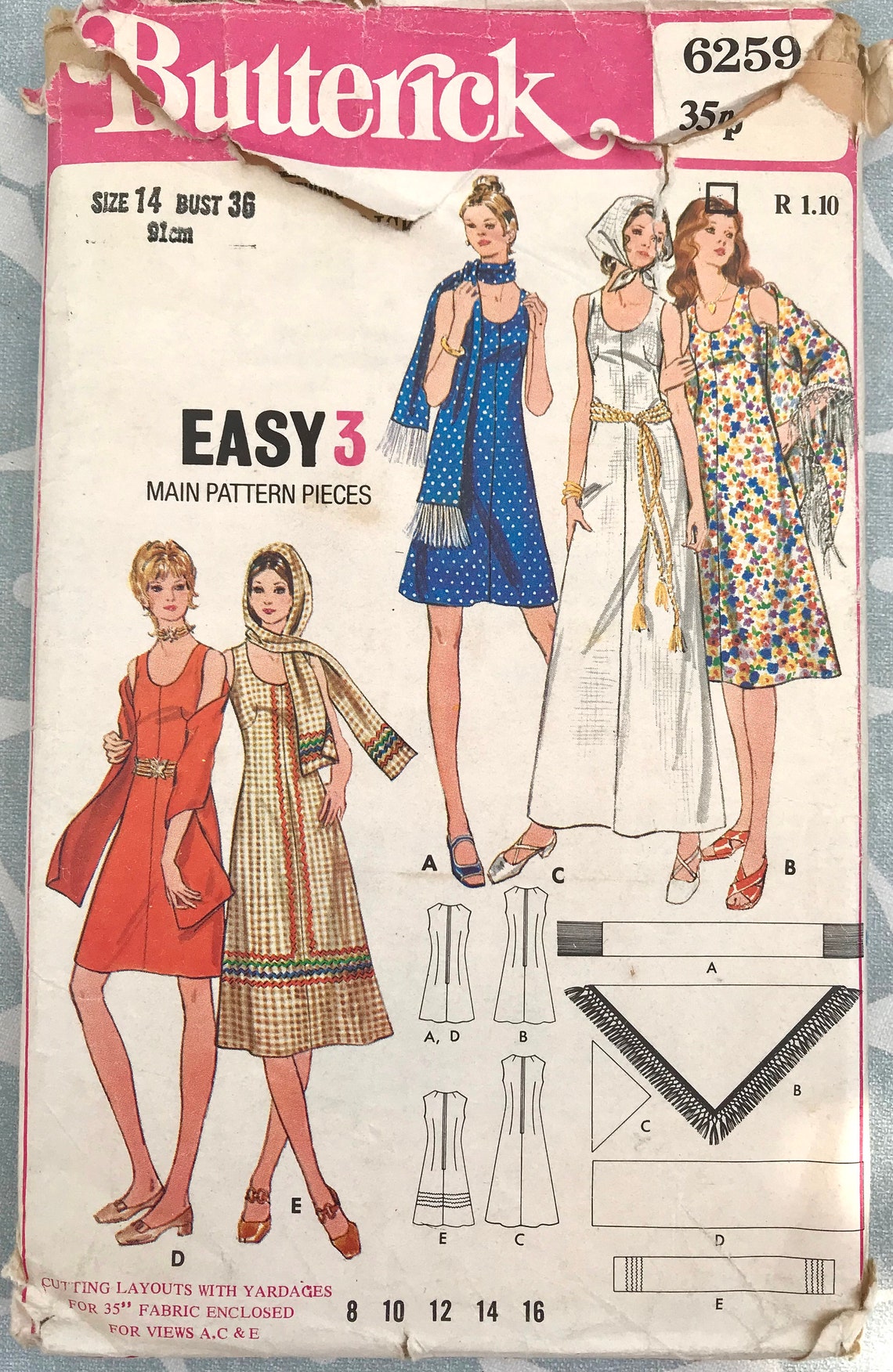 1970s BUTTERICK 6259 Sewing Pattern Easy 3 Main Pieces | Etsy