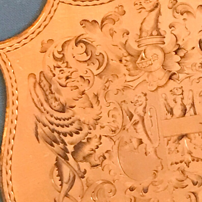 Engraved Copper Armorial Family Crest Mounted in a Circular - Etsy