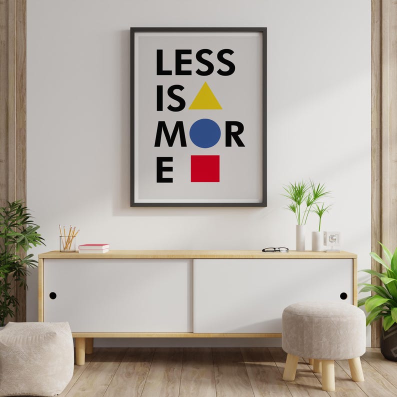 Bauhaus 'less is More' Poster - Geometric Minimalist Art Print, Retro ...
