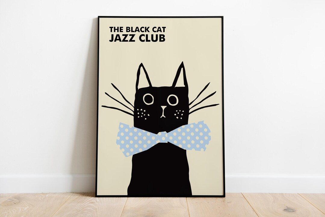 The Black Cat Jazz Club Art Print, Vintage Music Poster, Jazz Festival ...
