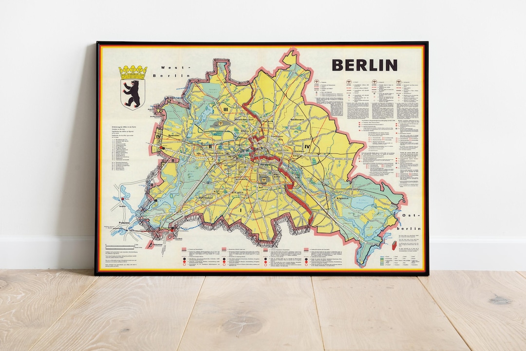 1980s Map of Berlin (east and West Berlin) / Berlin Wall / Vintage ...