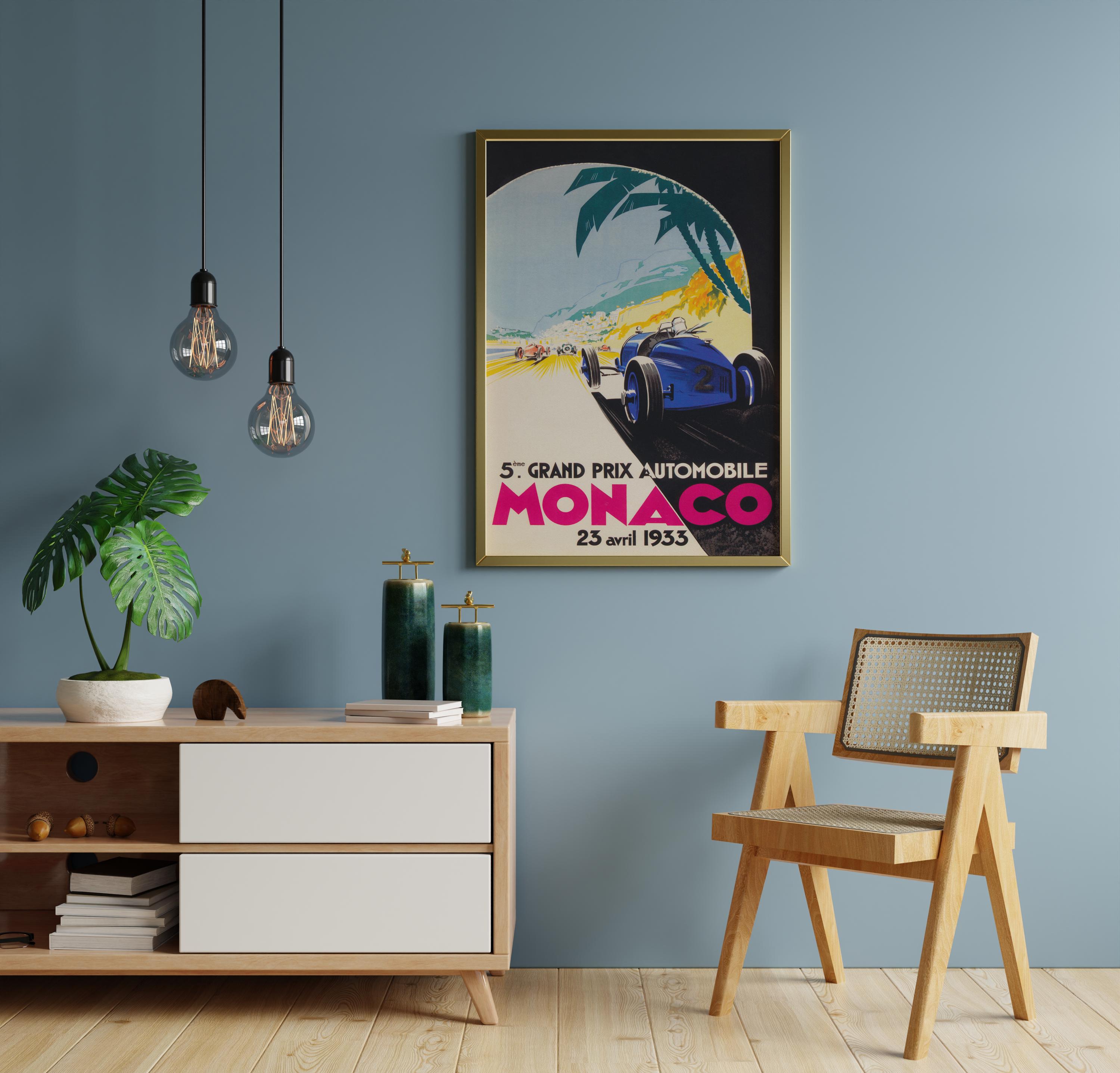 Vintage F1 Poster, Race Car Art Print, 1933 Monaco Grand Prix Decor ...