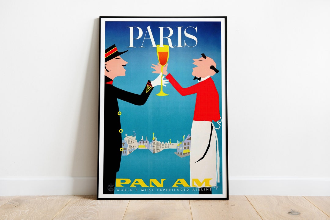 Vintage Pan Am Poster, Paris Travel Art Print, Airline Wall Art ...