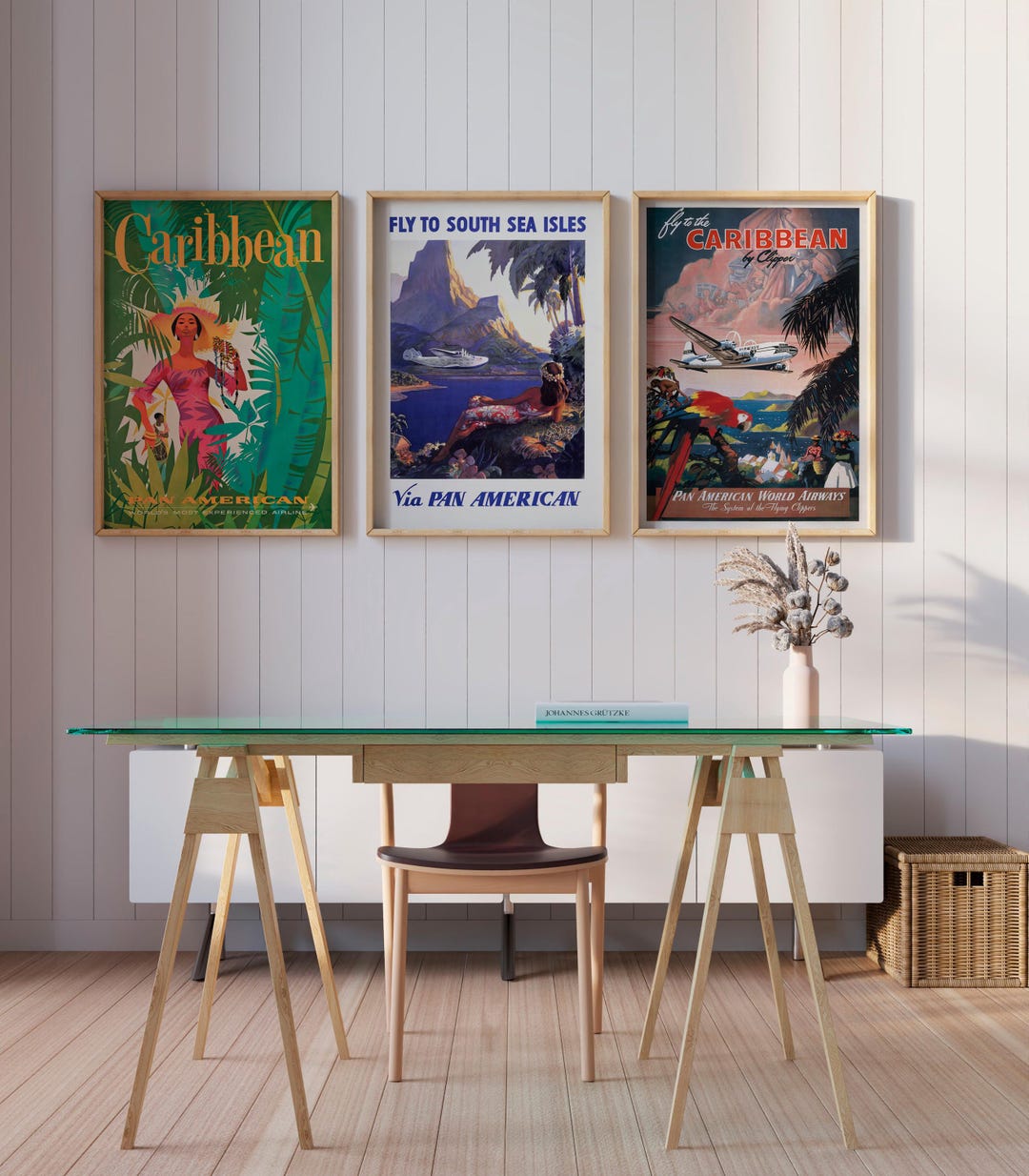 Retro Pan Am Tropical Art Print Set: Mid-century Caribbean Travel ...