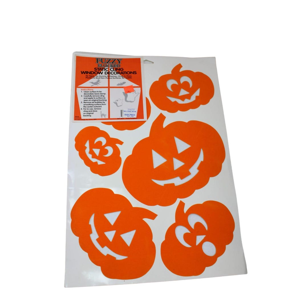 Color Clings Create A Cling Halloween Window Flocked Pumpkins 1994 ...