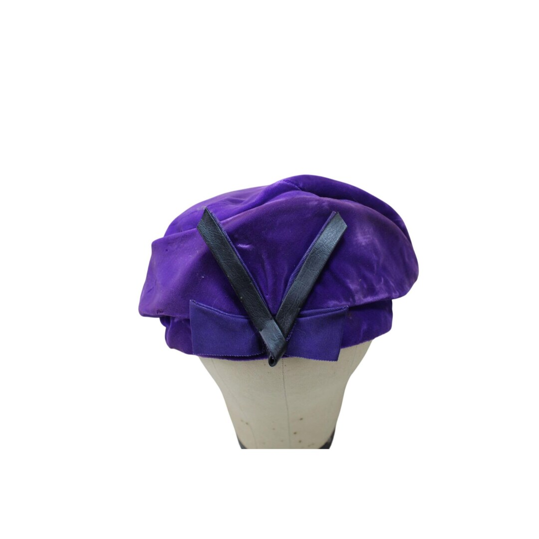 Young Towners Purple Velvet Hat Vintage Cap Beret 93004 - Etsy