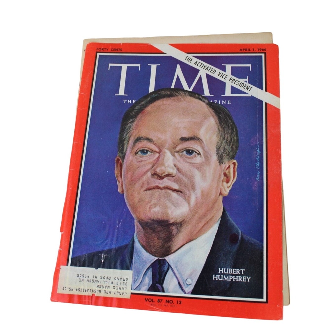 Time Magazine April 1 1966 Vintage Hubert Humphrey 91609 - Etsy