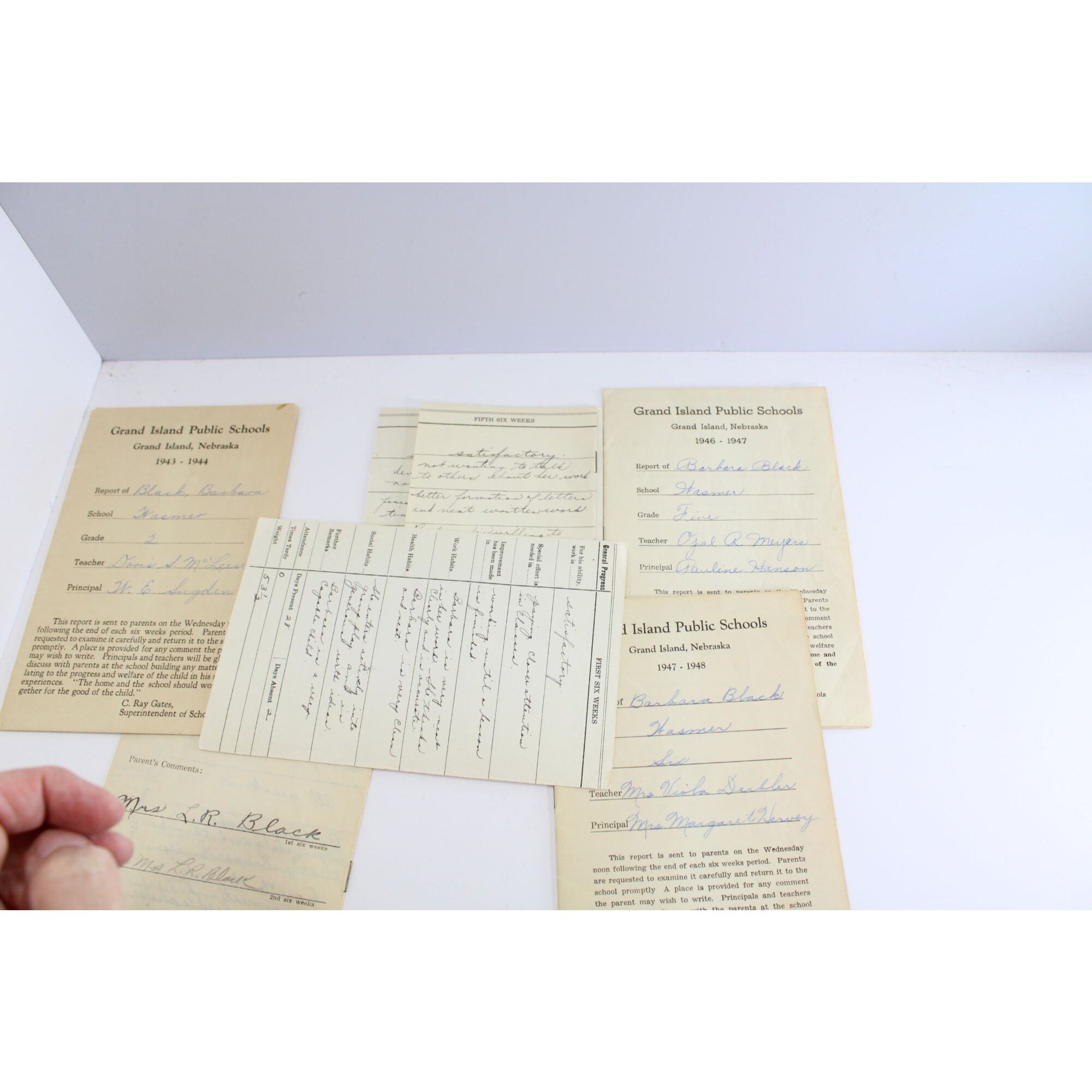 5 Vintage School Report Cards Elementary Grand Island Nebraska 1943 ...