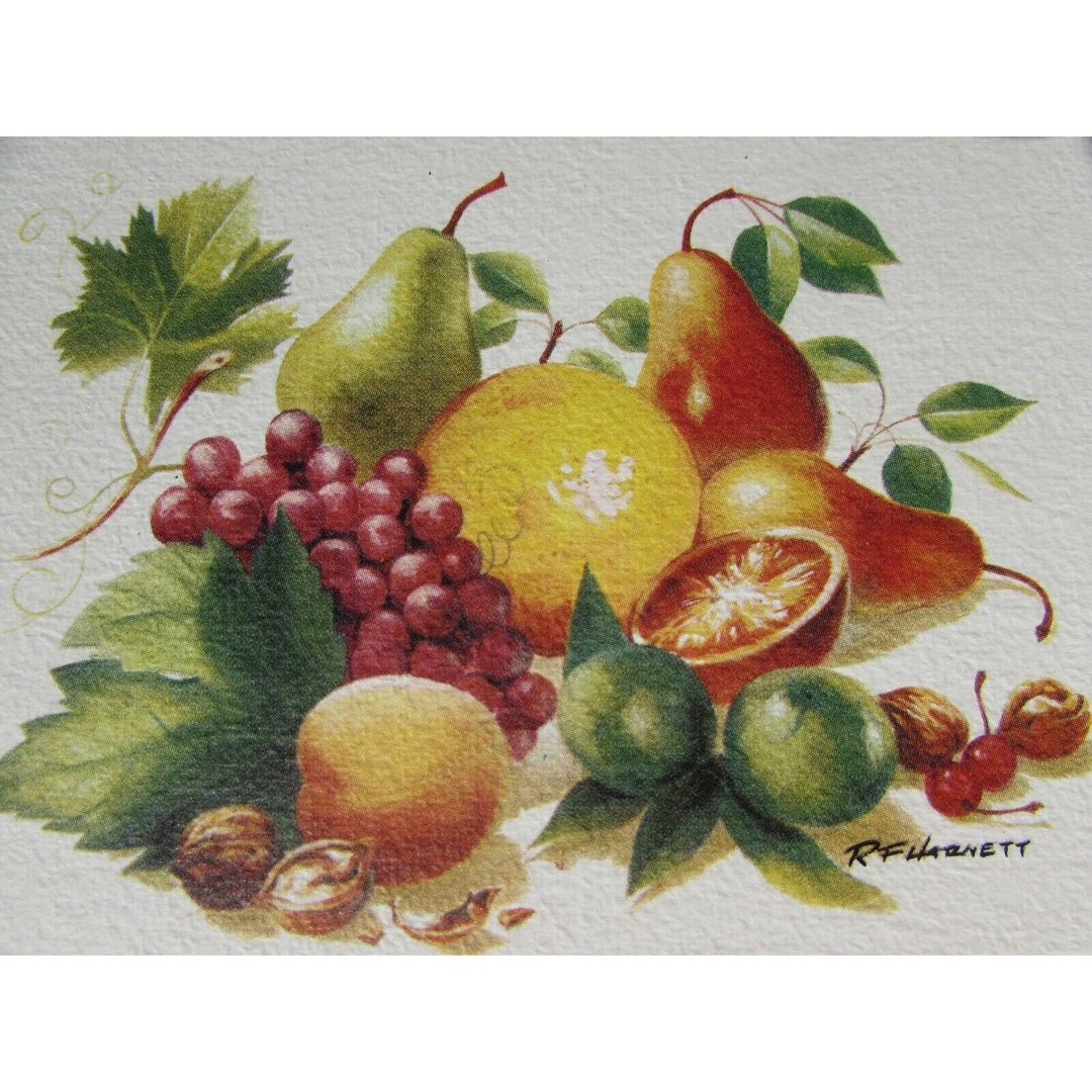 Vintage R F Harnett Fruit Still Life Litho Print Kaplan NYC 53036 - Etsy