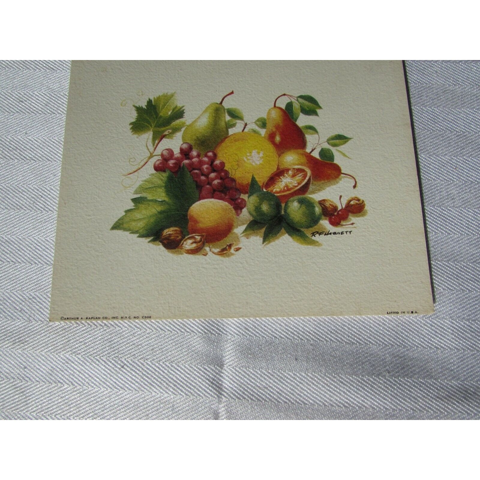 Vintage R F Harnett Fruit Still Life Litho Print Kaplan NYC 53036 - Etsy