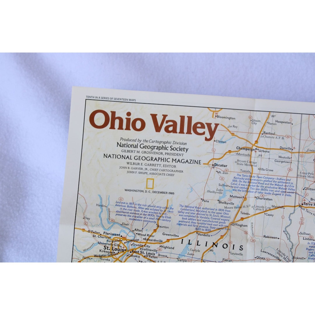 Vintage Map Ohio Valley National Geographic 89501 1985 - Etsy