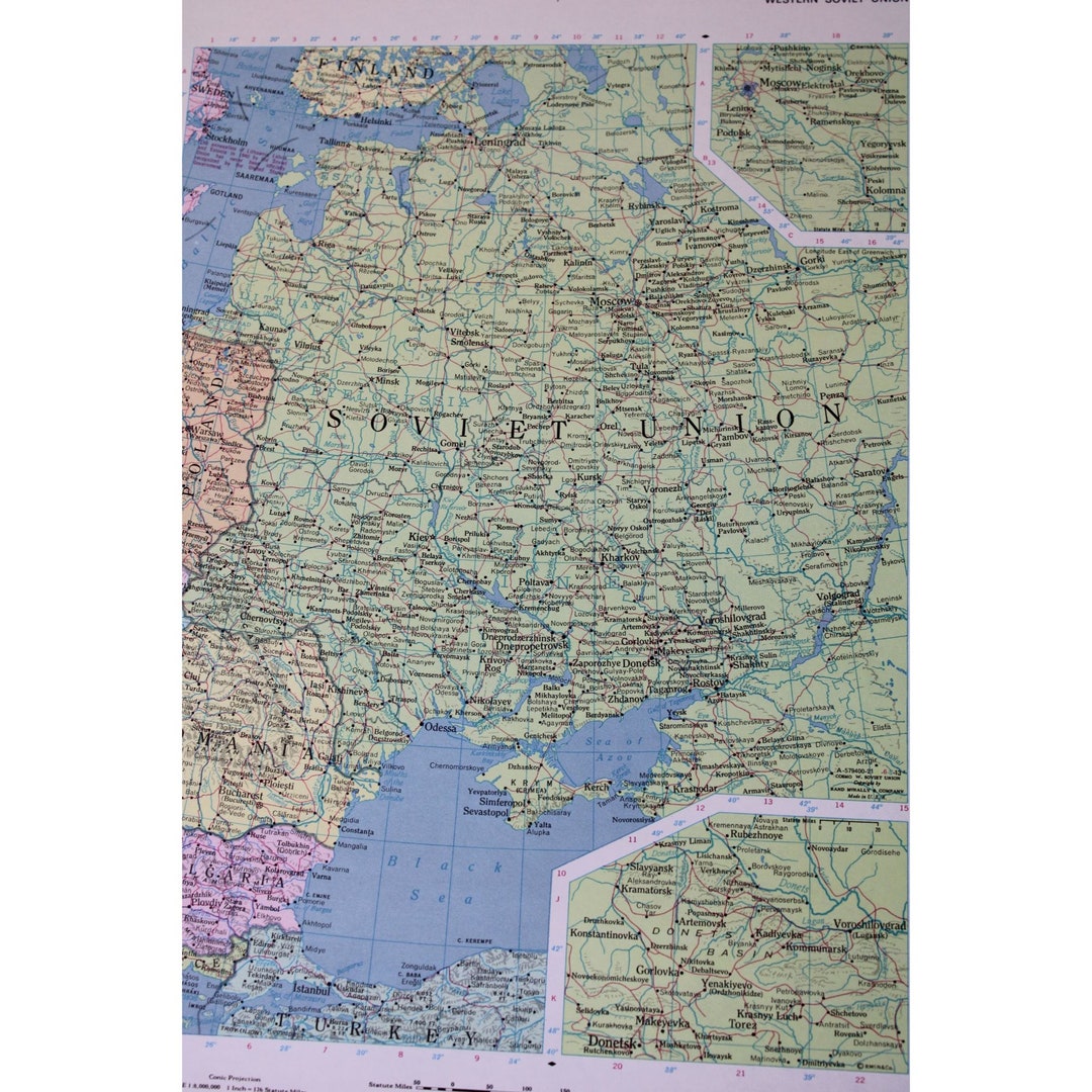 Western Soviet Union Cosmopolitan Atlas Map Vintage 91249 - Etsy
