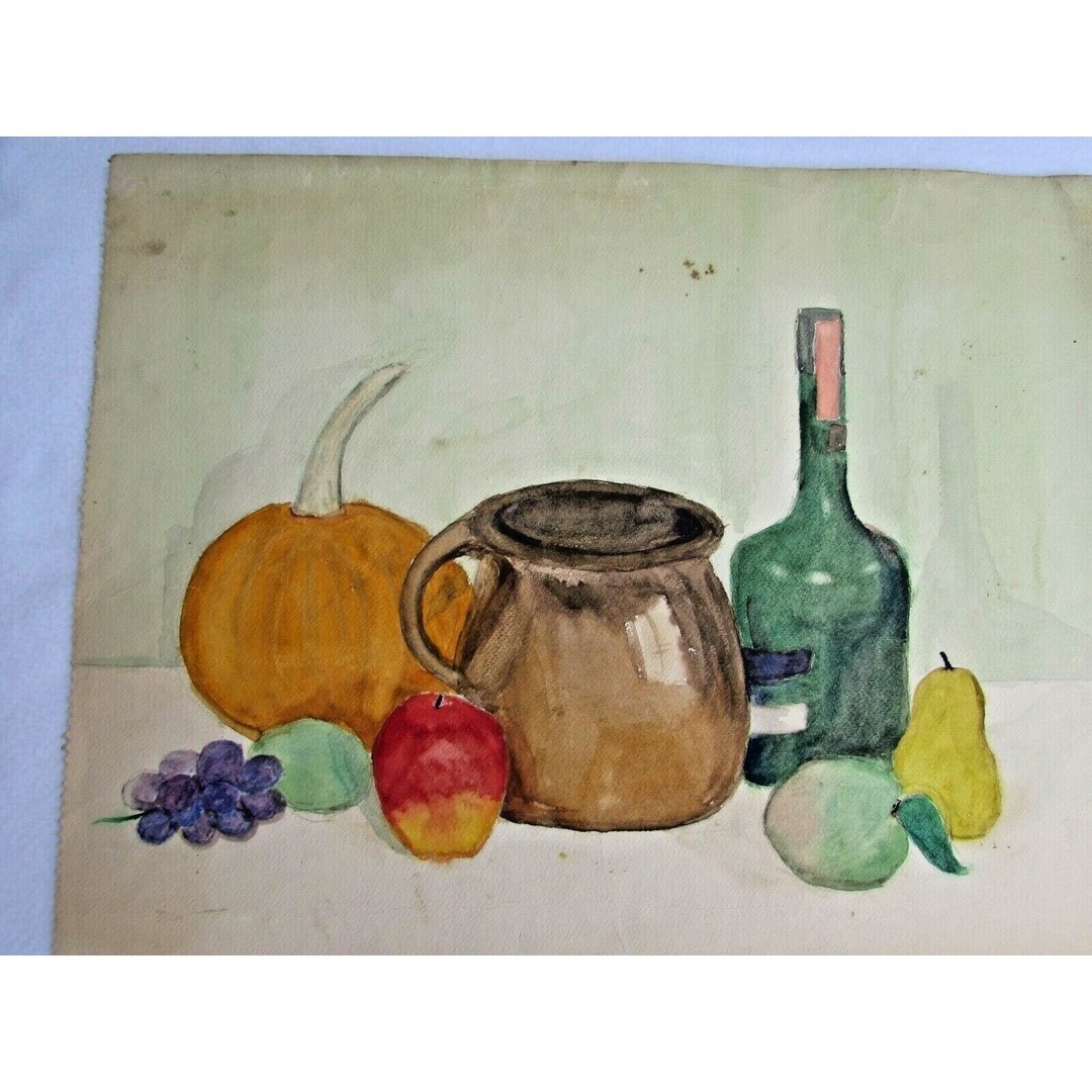 VINTAGE Still Life Watercolor Food Tabletop 31542 Susan Wohl - Etsy