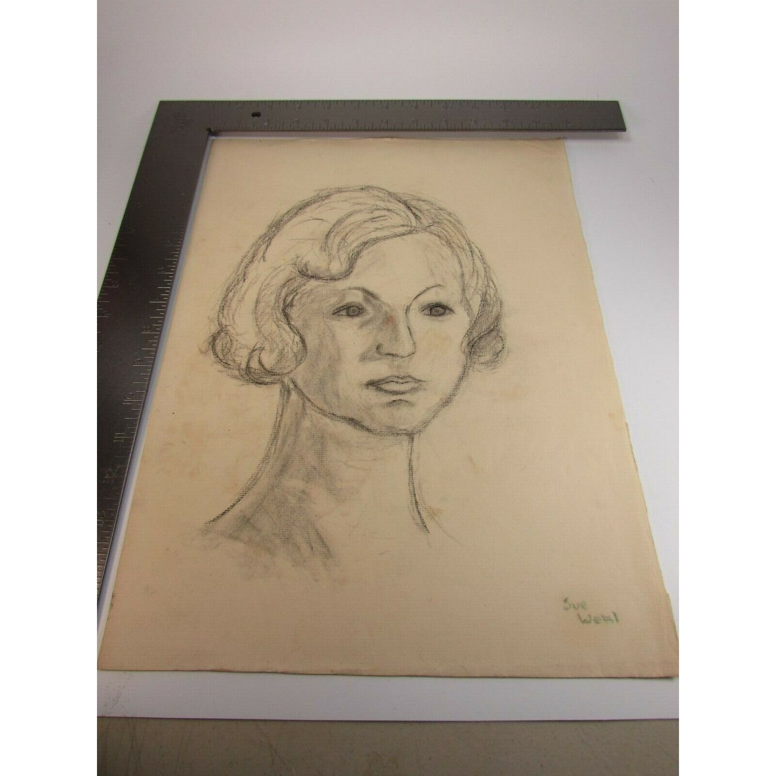 VINTAGE Sketch Drawing Woman Head 1976 Artist Susan Wohl 30371 - Etsy