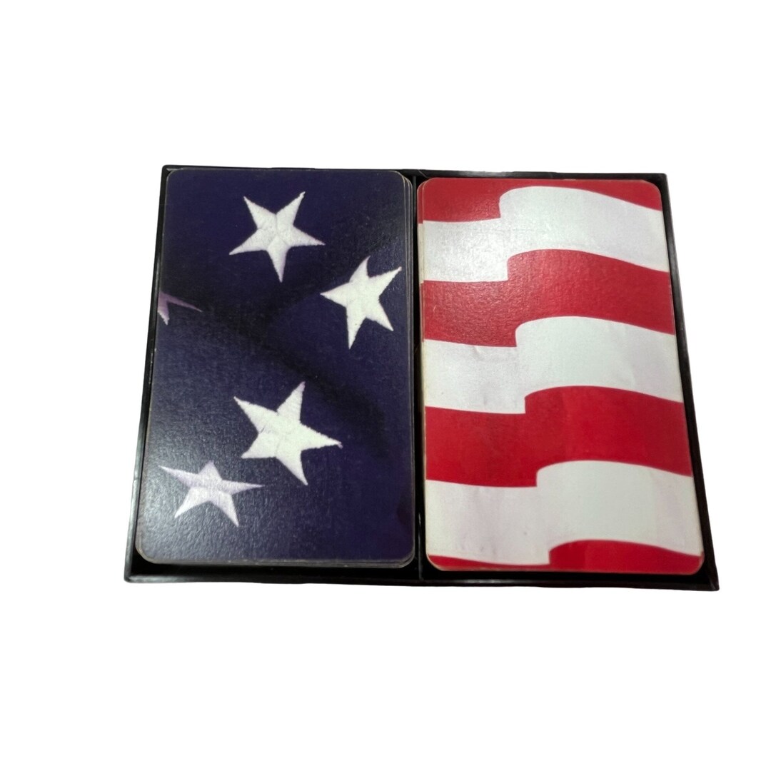 American Flag Playing Cards Double Deck in Case Vintage 89127 - Etsy