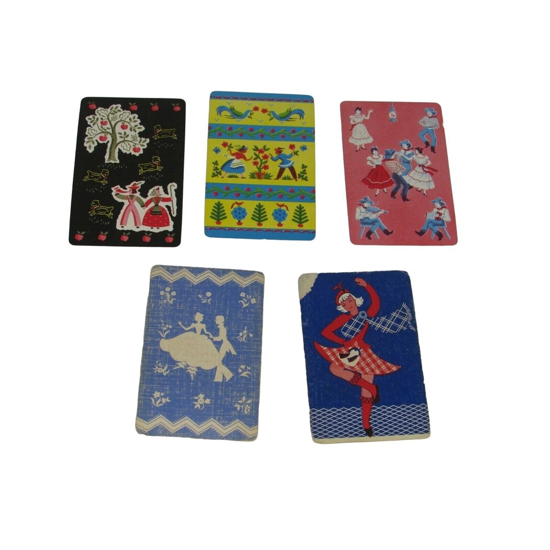 5 Single Swap Playing Cards Dancing Man Wife Waltz 27763 Junk Journal ...