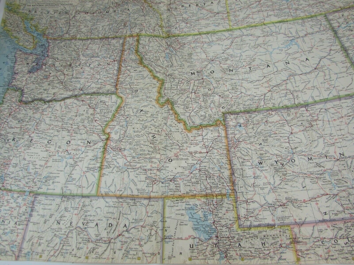 Northwestern United States Map National Geographic 1960 WA or - Etsy