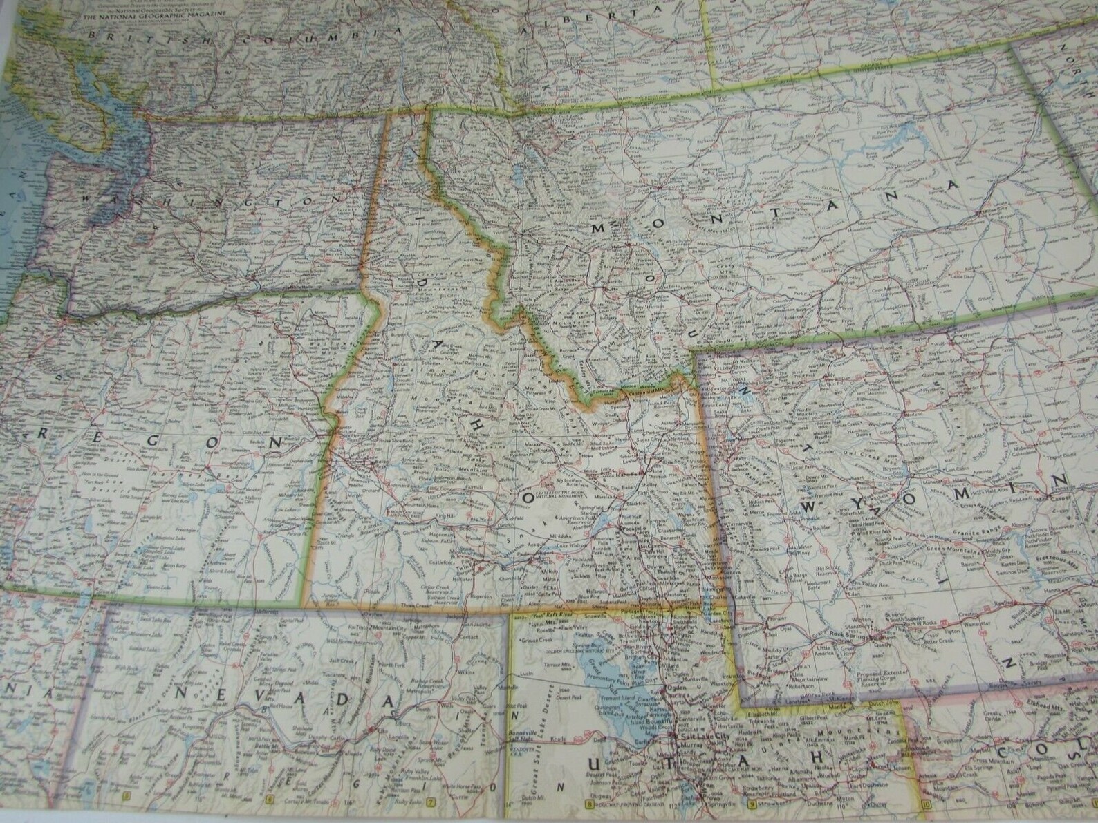 Northwestern United States Map National Geographic 1960 WA or CA Nevada ...