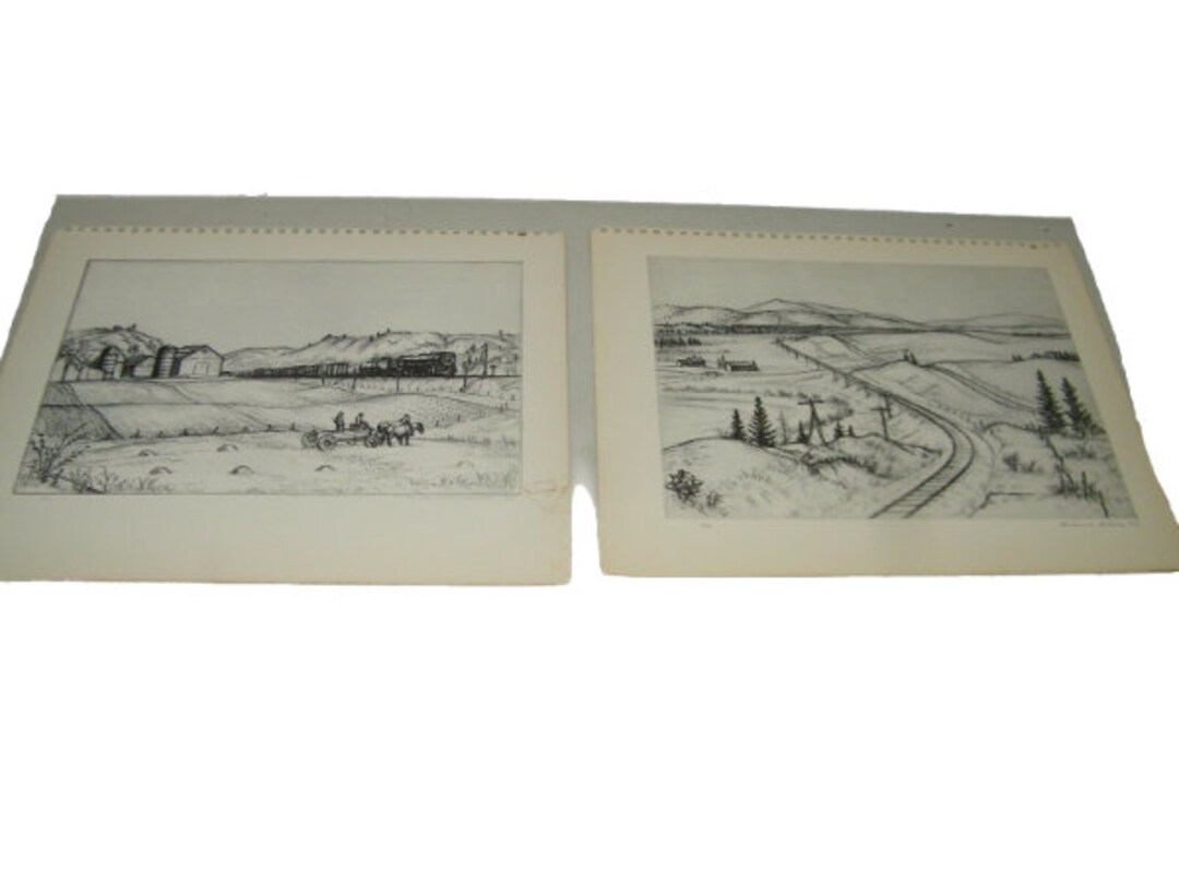 2 Vintage Prints Andrew Butler Mount Holly New England Scene 16840 - Etsy