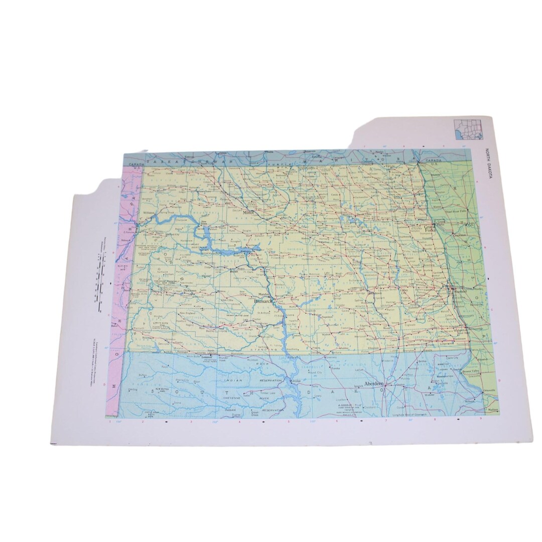 North Dakota Carolina Cosmopolitan Atlas Map Vintage 92302 - Etsy