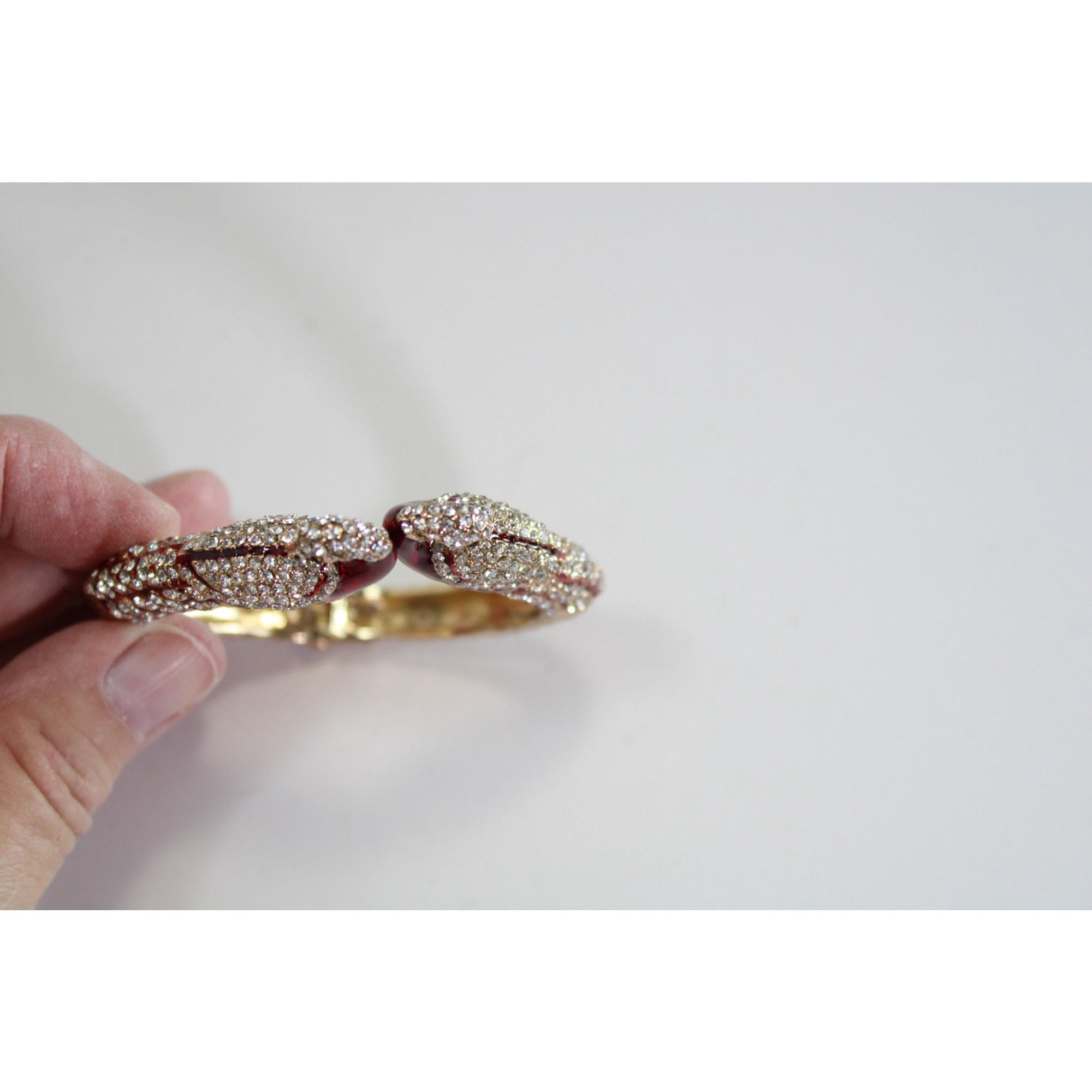 Red Swan Peacock Enamel Crystal Hinge Bracelet Gold Tone 77003 - Etsy
