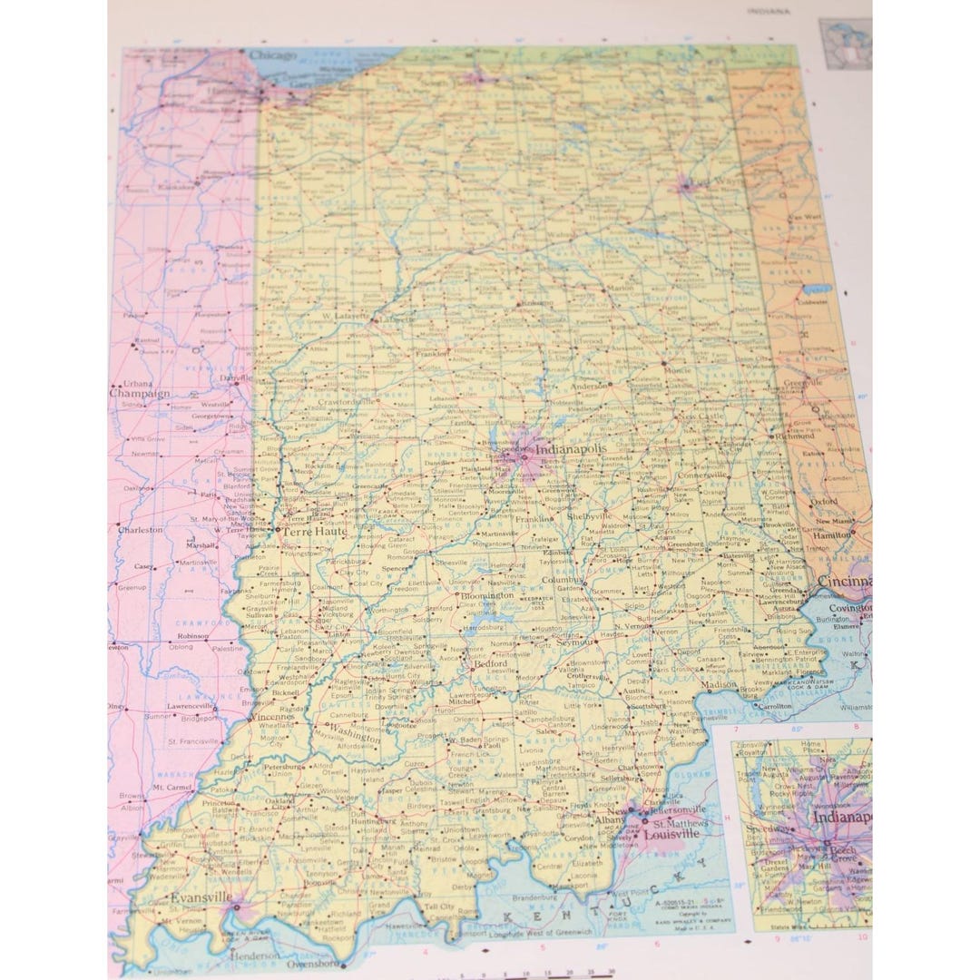 Indiana Iowa Cosmopolitan Atlas Map Vintage 91919 - Etsy
