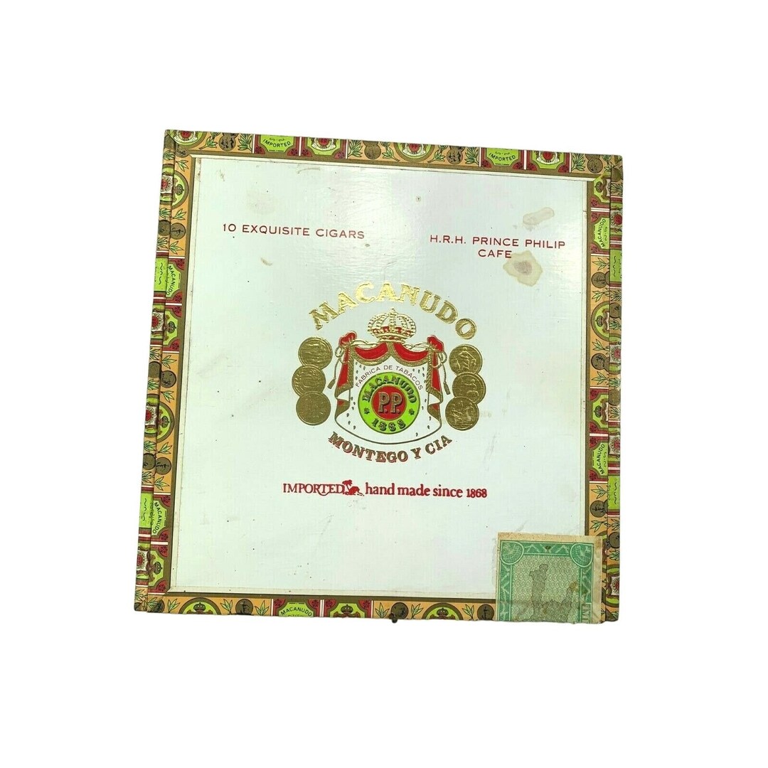 Vintage Macanudo CIGAR BOX 32005 Wood Wooden Prince Philip Cafe Tax ...