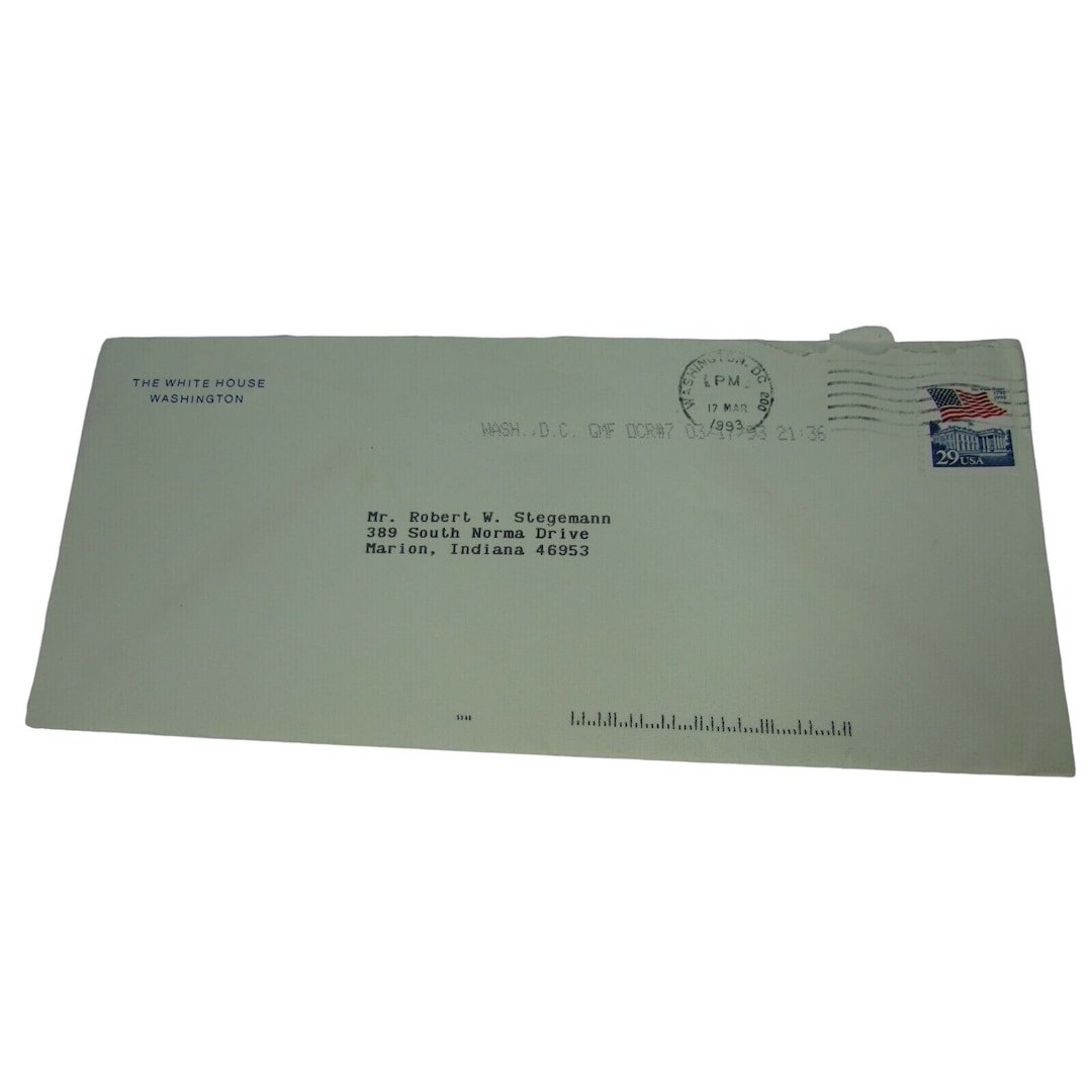1993 Bill Clinton White House Envelope Vintage Stamped Canceled 30226 ...