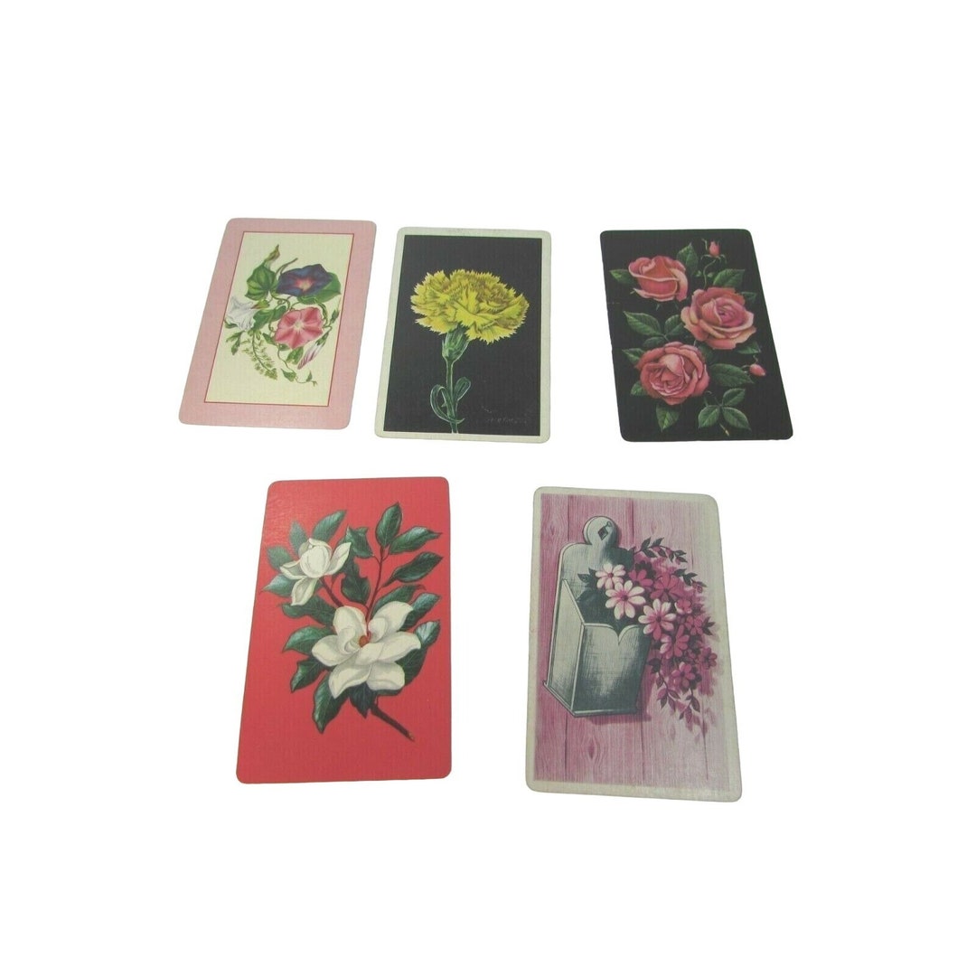 5 Swap Playing Card Flowers Floral Rose Carnation Petunia Magnolia ...