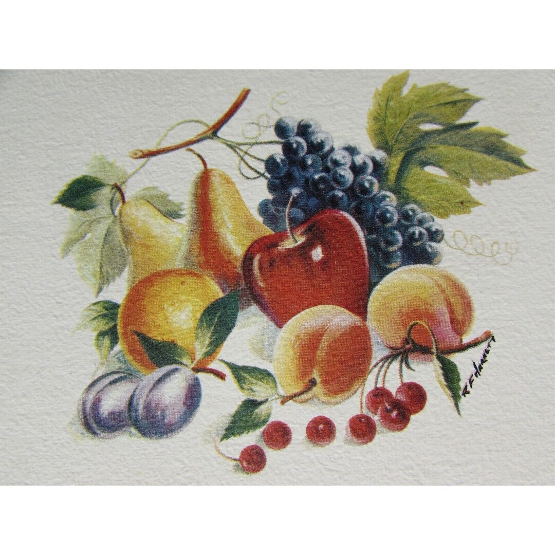 Vintage R F Harnett Fruit Still Life Litho Print Kaplan NYC 53037 - Etsy