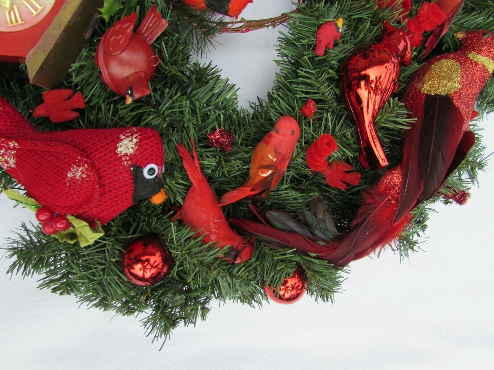 Vintage Red Bird Christmas Ornament Wreath 23 30784 Feathers Birds ...
