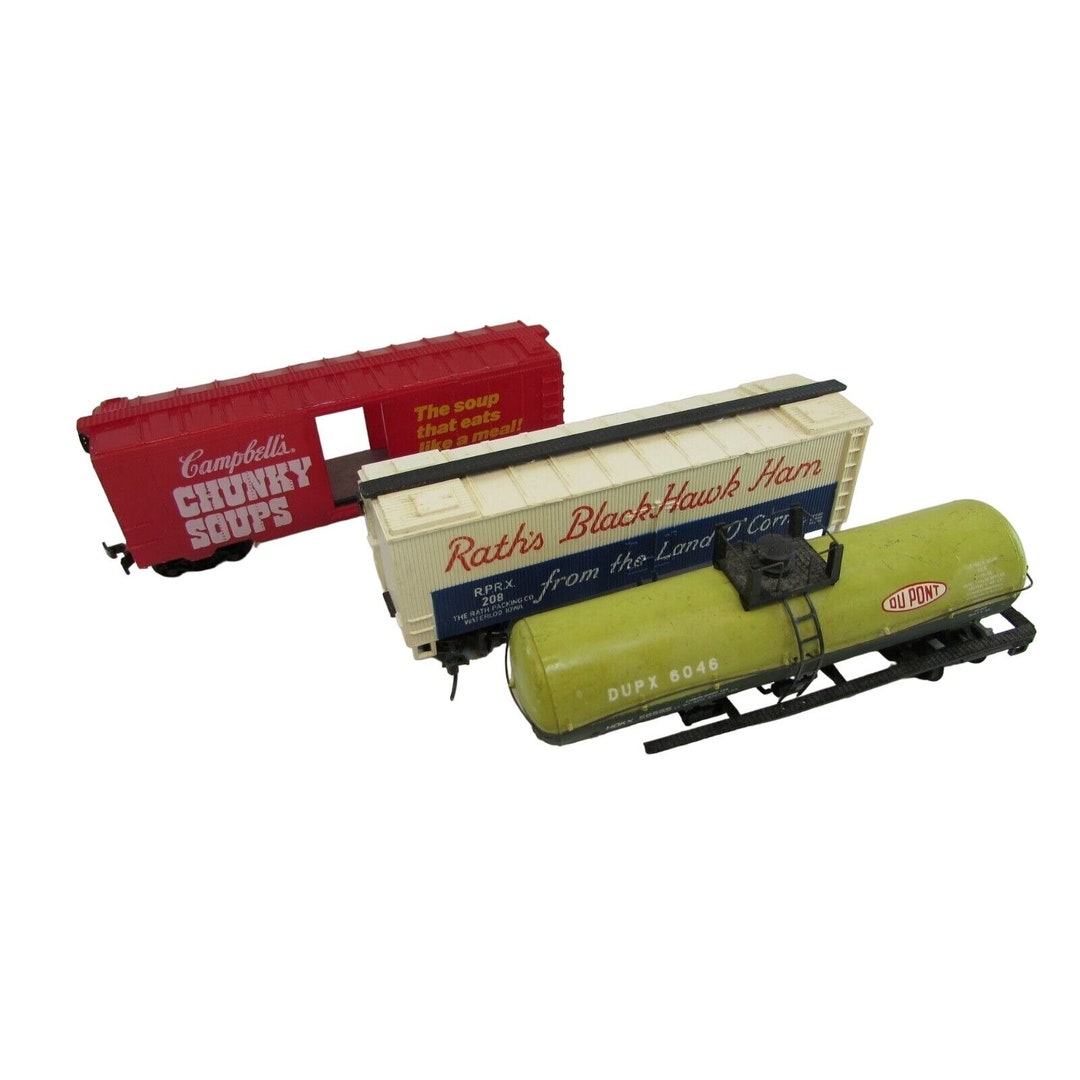 3 HO Scale Rail Cars Chunky Soup Black Hawk Box Tanker 33021 Freight ...
