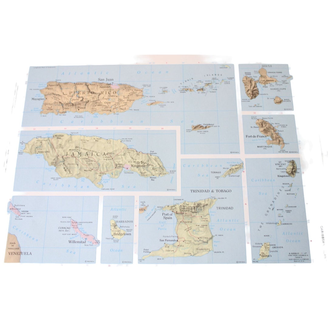 Caribbean Islands Cosmopolitan Atlas Map Vintage 91722 - Etsy