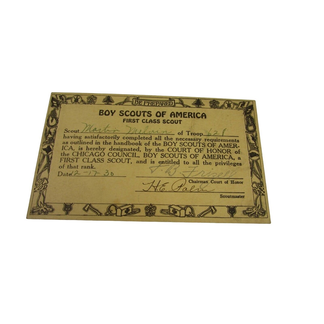 Vintage 1930 Boy Scouts of America First Class Scout Chicago ...