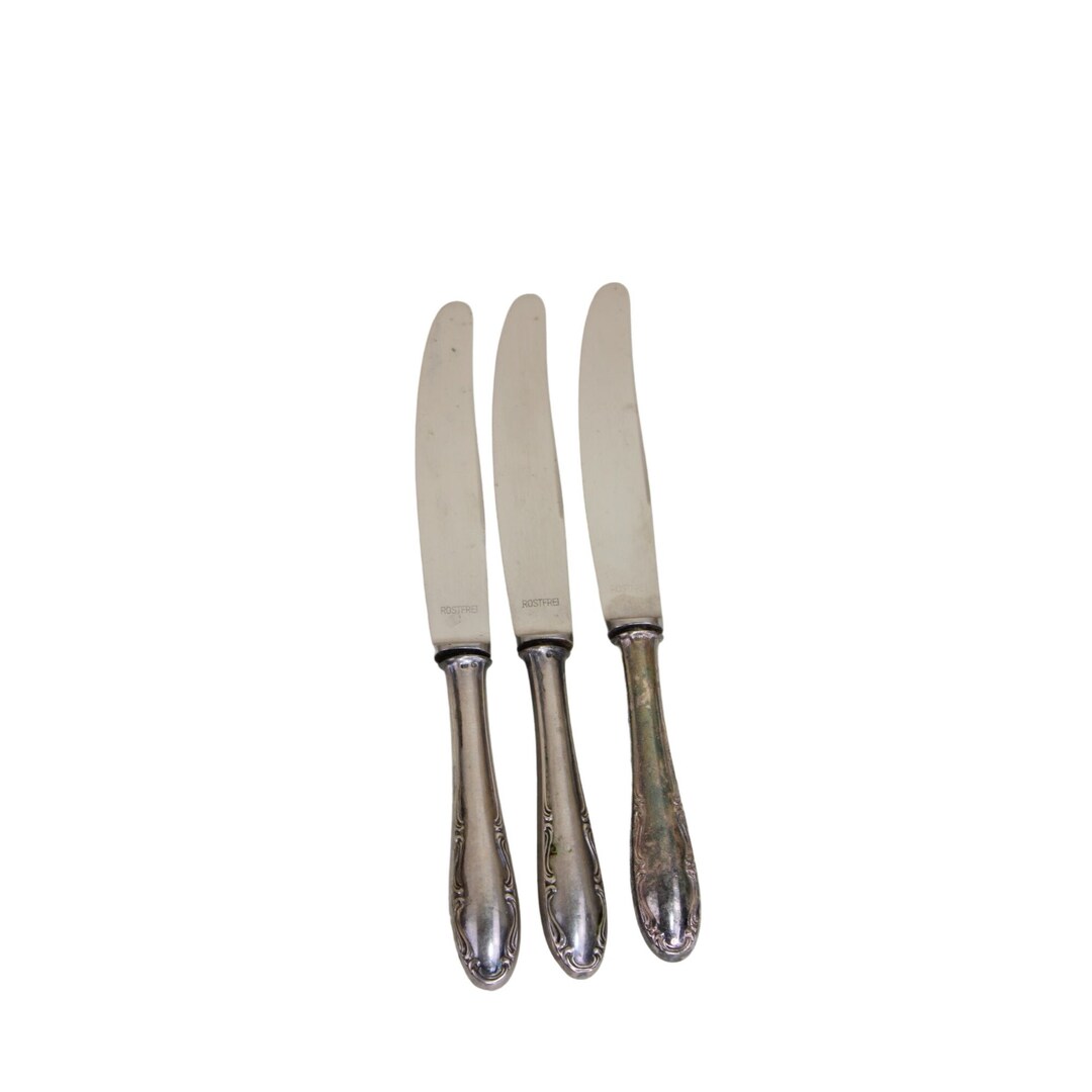 3 Vintage Wellner Silverplate Dinner Knife Stainless Blade 54099 Knives ...