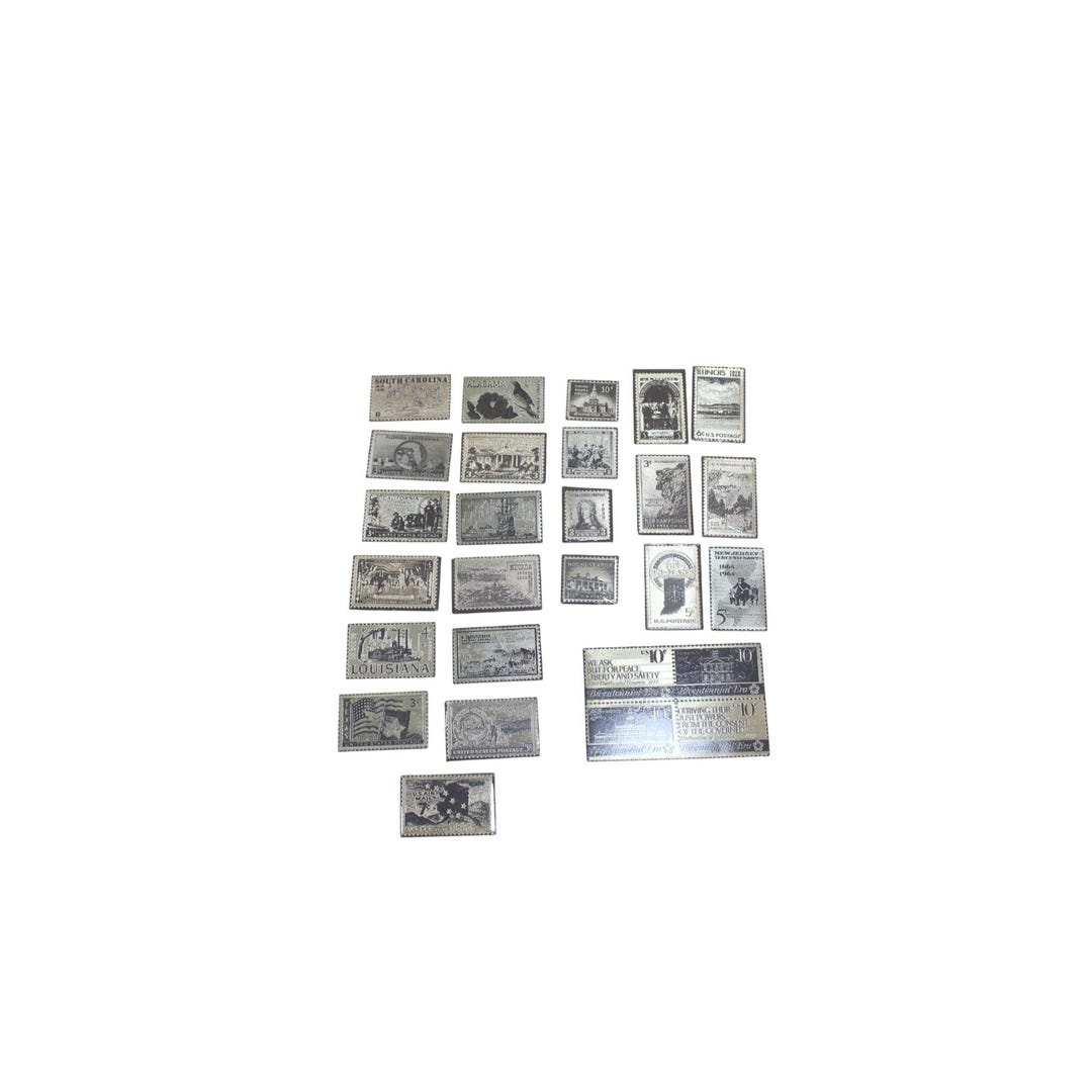 24 Metal Collectable State Postal Stamp Reproduction Lot Commemorative ...