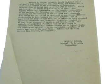 WWII US Army Citation Oak Leaf Cluster Legion of Merit Carbon Copy Art ...