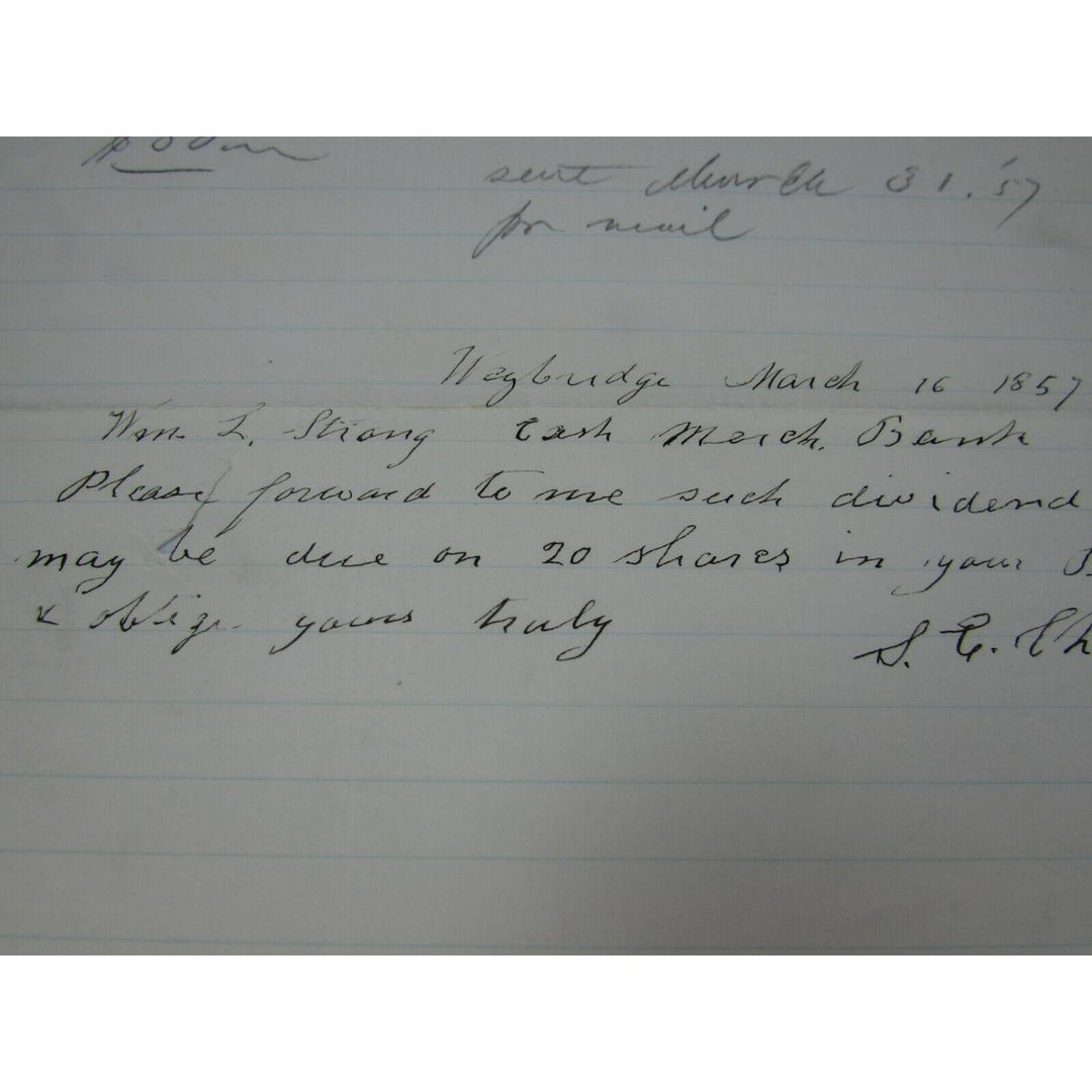 Antique 1857 Letter to Bank Requesting Dividends Vintage 30132 - Etsy
