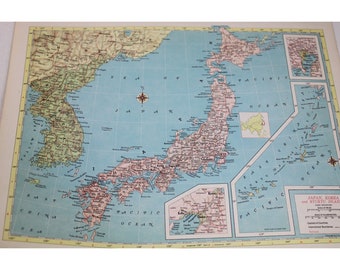 Japan, Korea & Ryukyu Islands Large Map 1955 Hammond's New Supreme ...
